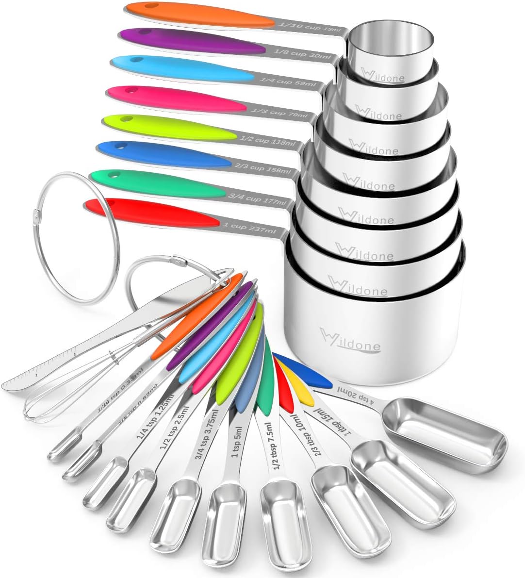 Measuring Cups and Spoons - Wildone Stainless Steel 20 Piece Stackable ...