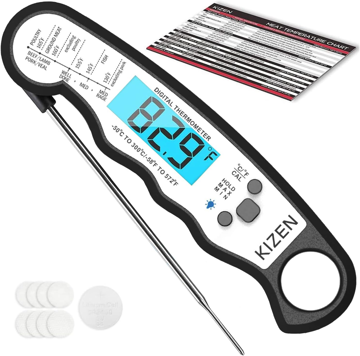 Kizen Instant Read Meat Thermometer Digital - Food Thermometer for Coo ...